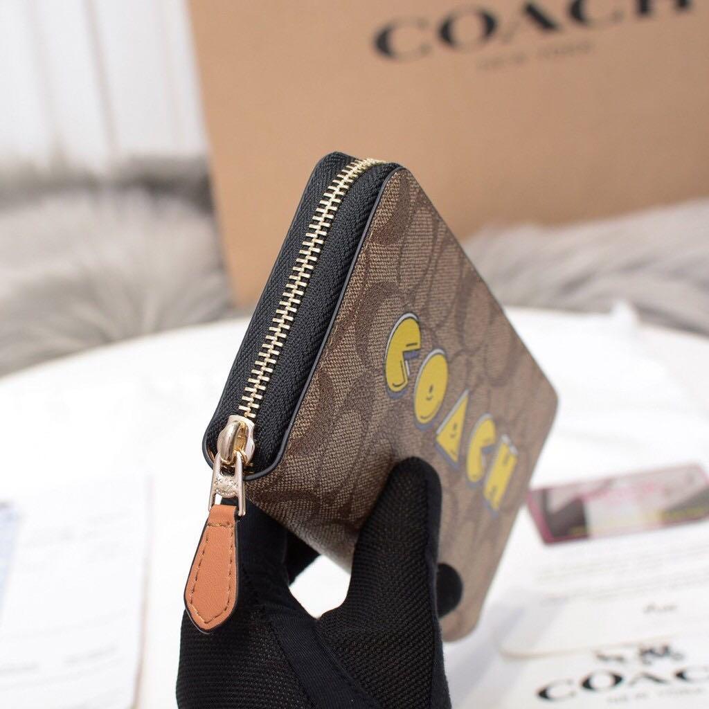 ACCORDION ZIP WALLET IN SIGNATURE CANVAS WITH PAC-MAN COACH PRINT ...