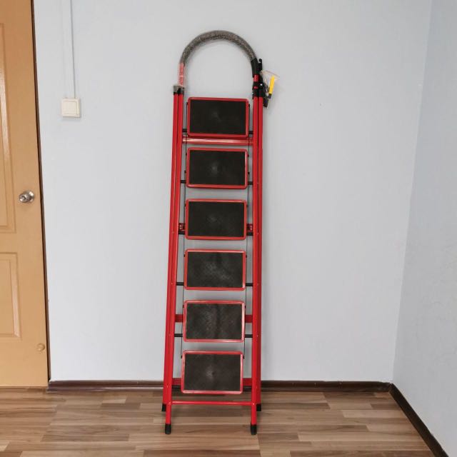 Foldable steps ladder , red and black colour, Furniture & Home Living ...