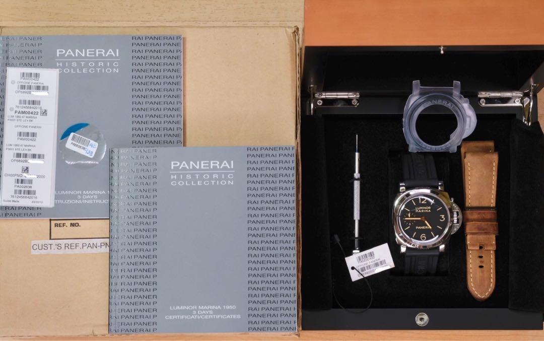 Pam 422 Panerai Luminor 1950 3 days sandwich dial 47mm mint condition ...