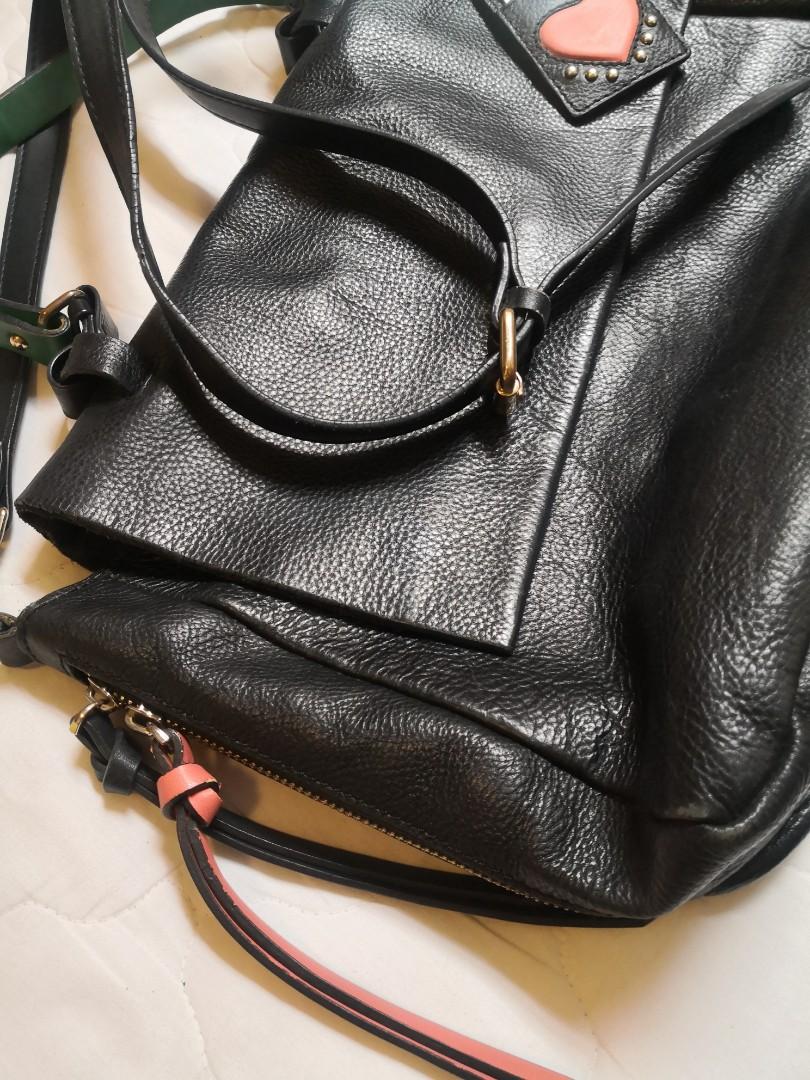Zara Leather Handbag with Interchangeable Handles, Women's Fashion ...