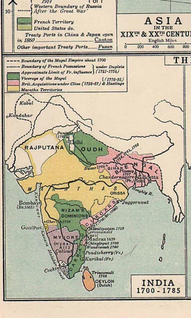 Vintage Original Map Of Historical India From Cassells 1930 Atlas ...