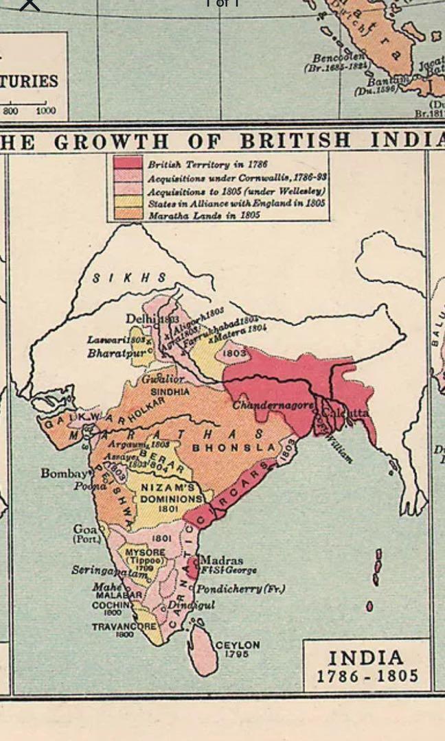 Vintage Original Map Of Historical India From Cassells 1930 Atlas ...