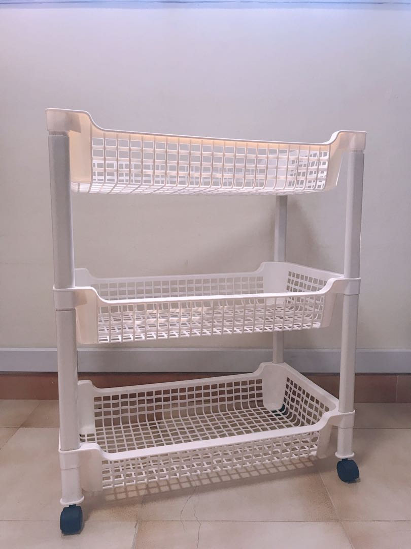 3 Tier Plastic Rack with Wheels, Furniture & Home Living, Furniture ...