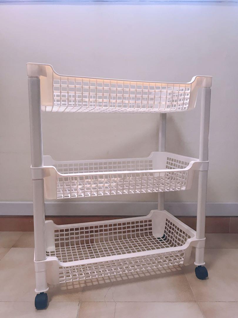 3 Tier Plastic Rack with Wheels, Furniture & Home Living, Furniture ...