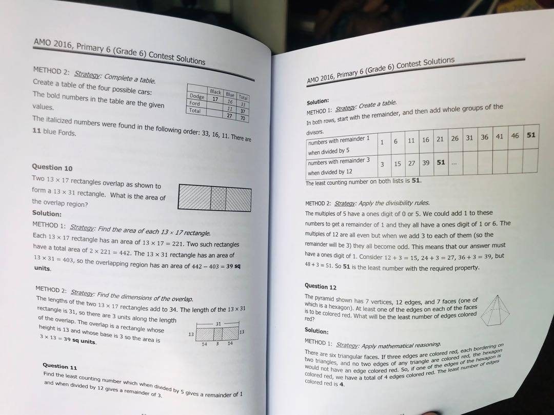 AMO- American mathematics Olympiad- P6- 2016 to 2018, Hobbies & Toys ...
