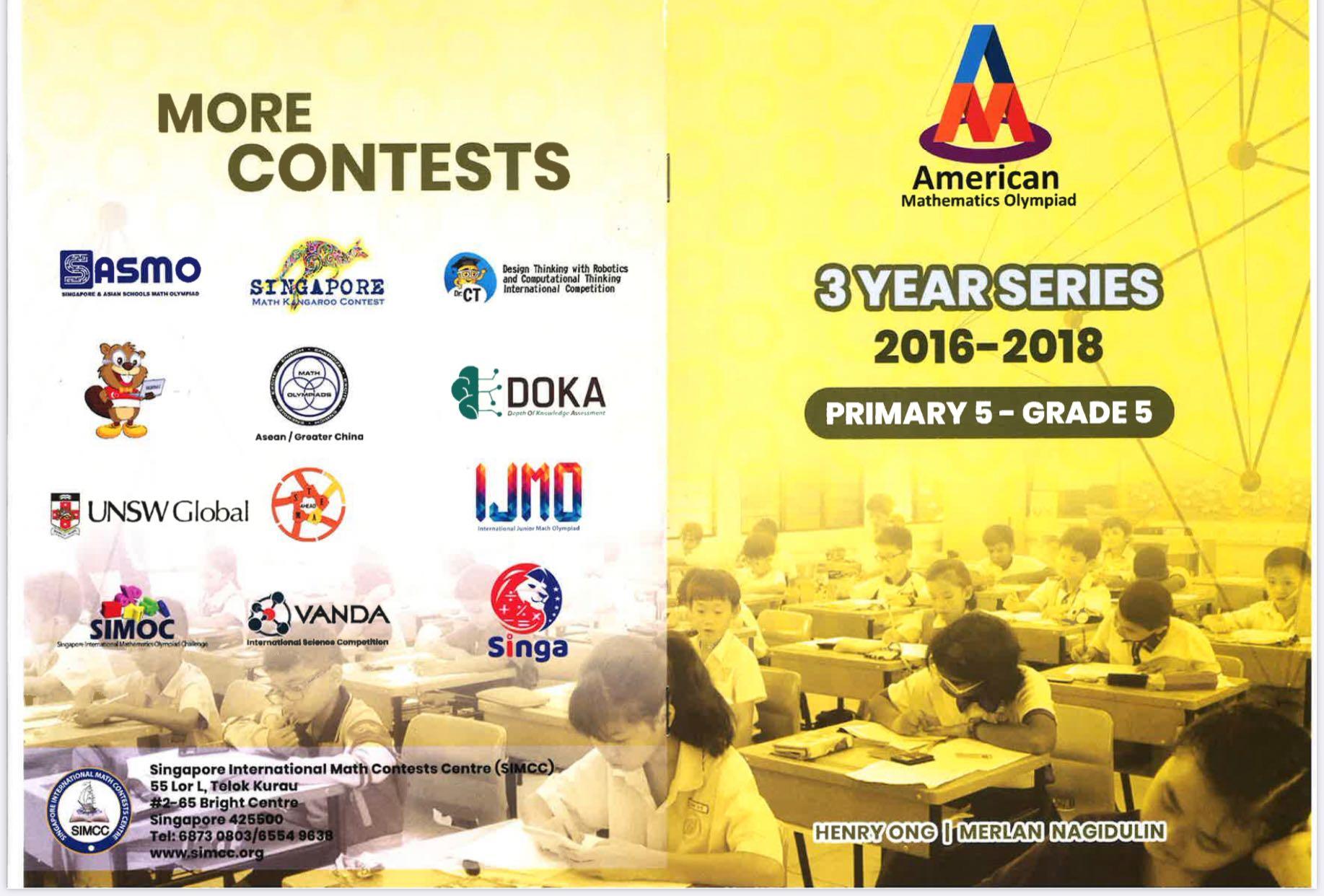 AMO-American mathematics Olympiad 2016-2018 Primary 5, Hobbies & Toys ...