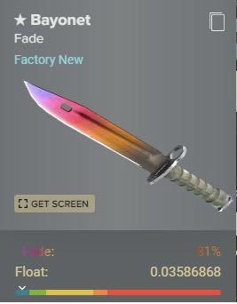 Bayonet Fade FN, Video Gaming, Gaming Accessories, Game Gift Cards ...