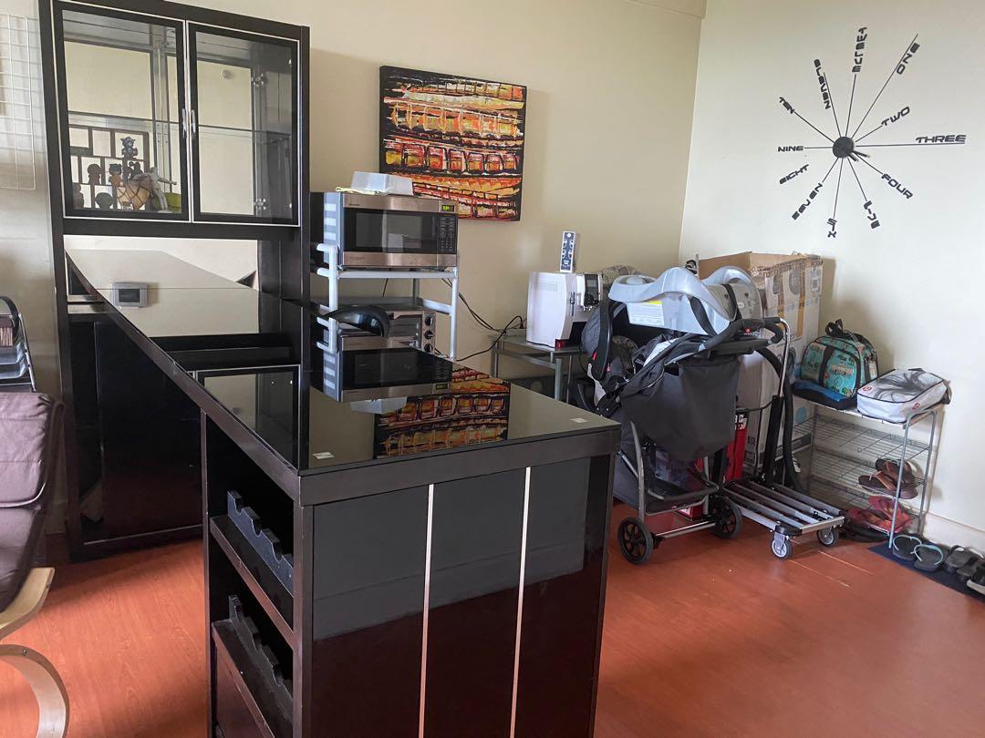 Black bar table (divider/storage/wine rack), Babies & Kids, Baby ...