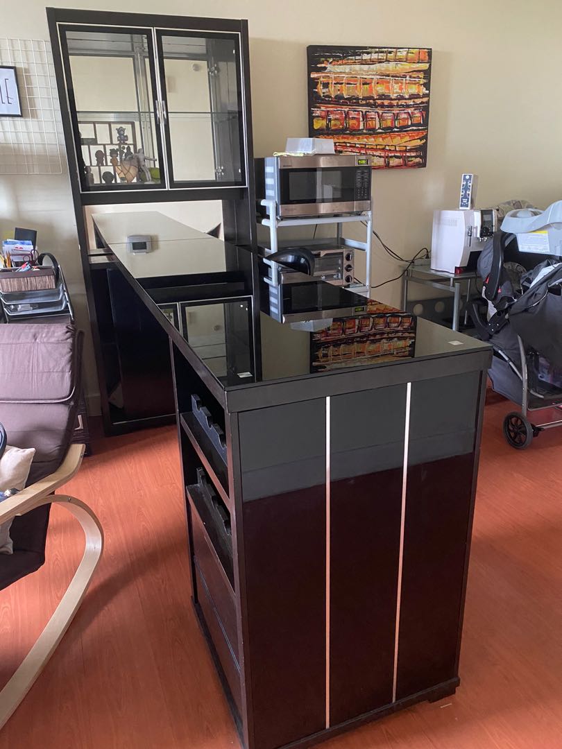 Black bar table (divider/storage/wine rack), Babies & Kids, Baby ...