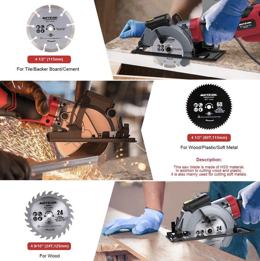 Circular Saw, Meterk 6.2A Compact Electric Circular Saw with Laser ...