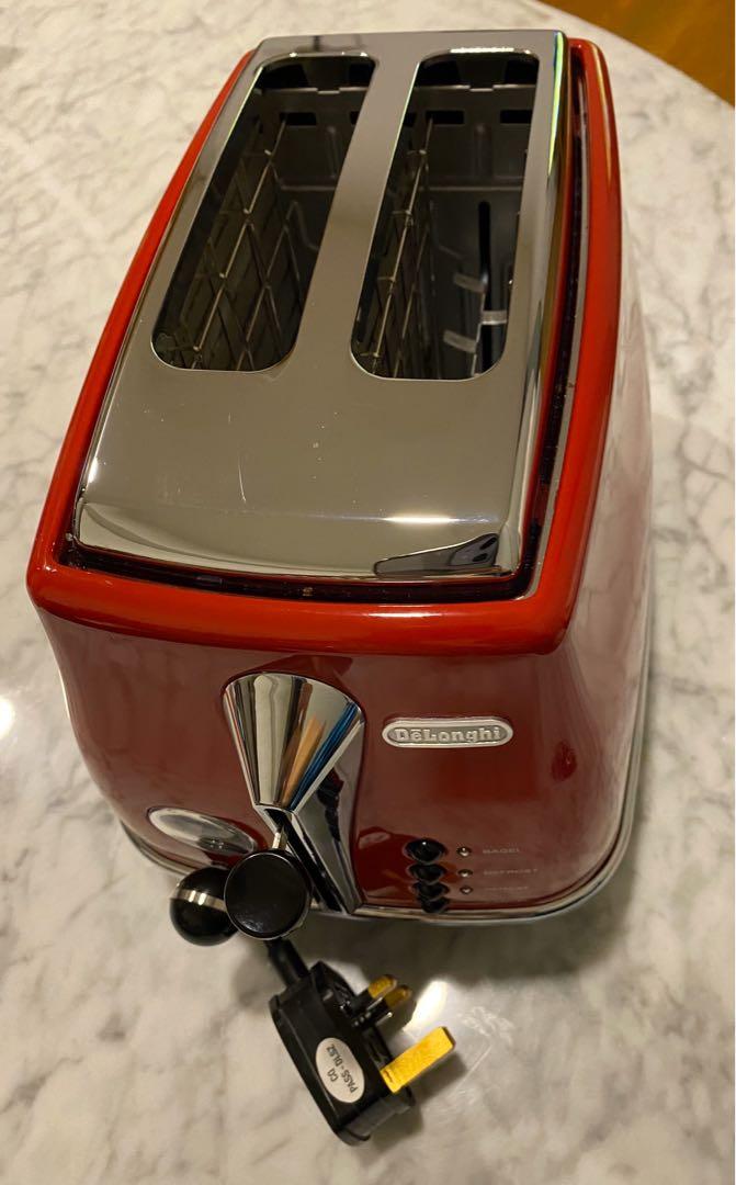 DELONGHI CTO2003.R ICONA VINTAGE 2 SLICE BREAD TOASTER RED, TV & Home ...