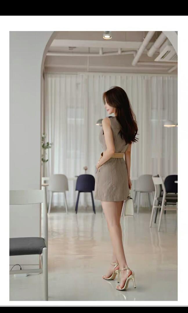 Demure beige green office wear, Women's Fashion, Clothes, Dresses ...