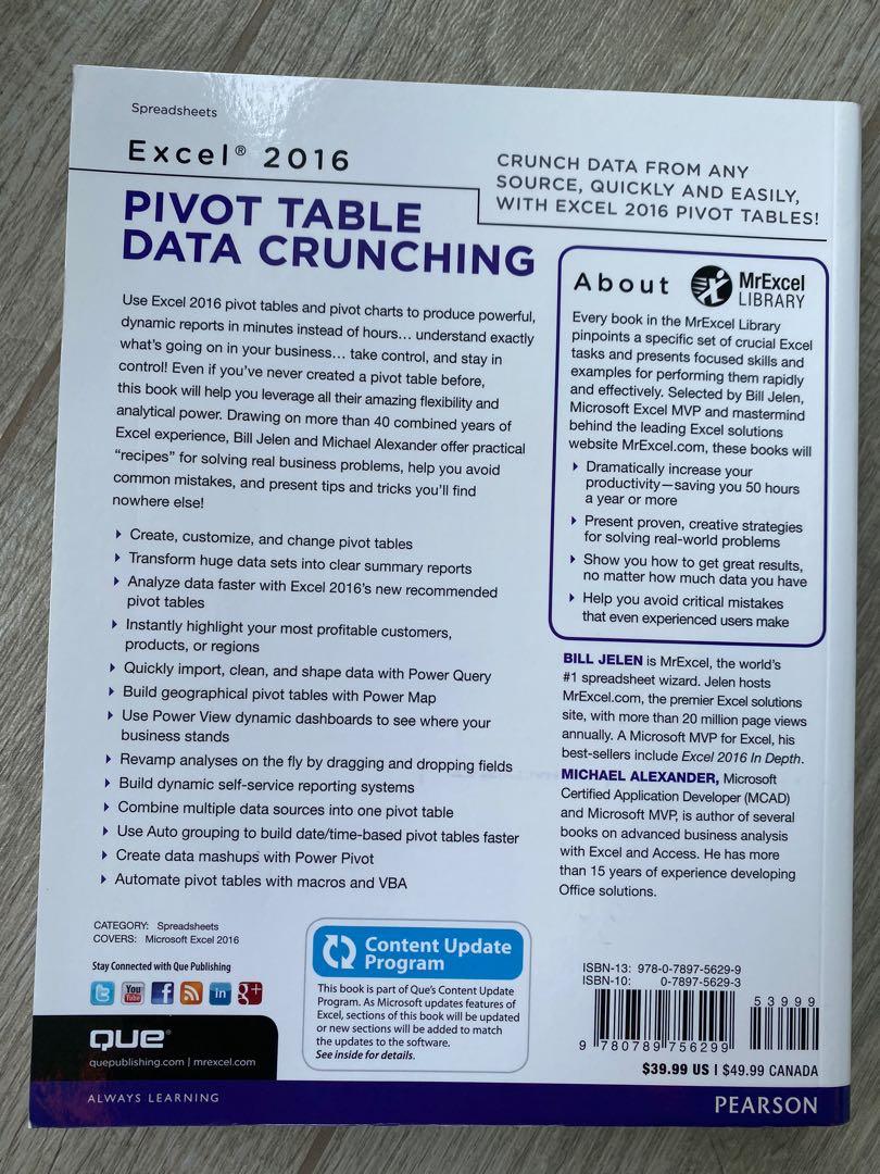 Excel 2016 pivot table data crunching, Hobbies & Toys, Books & Magazines, Textbooks on Carousell