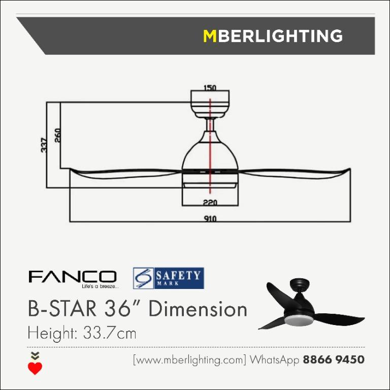 👇 FANCO Bstar Ceiling Fan / White DC Fan, Furniture & Home Living ...