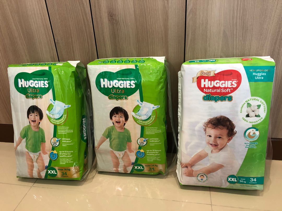 Huggies ultra diaper XXL, Babies & Kids, Bathing & Changing, Diapers ...