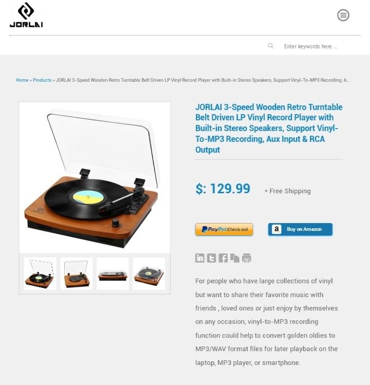 Jorlai Branded Brand New Retro Classic Style Turntable with Cover Vinyl ...