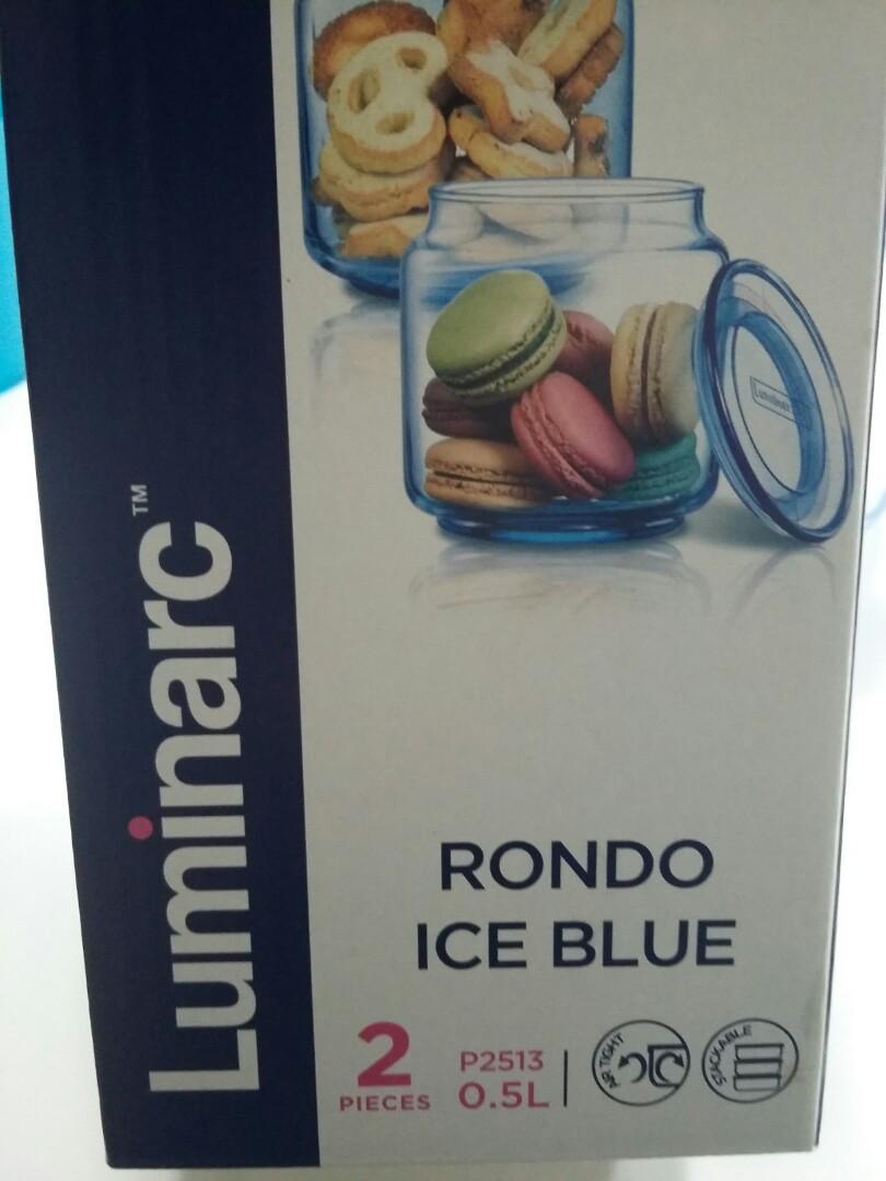 Luminarc Rondo Ice Blue 2 piece 0.5L jar set, Furniture & Home Living ...