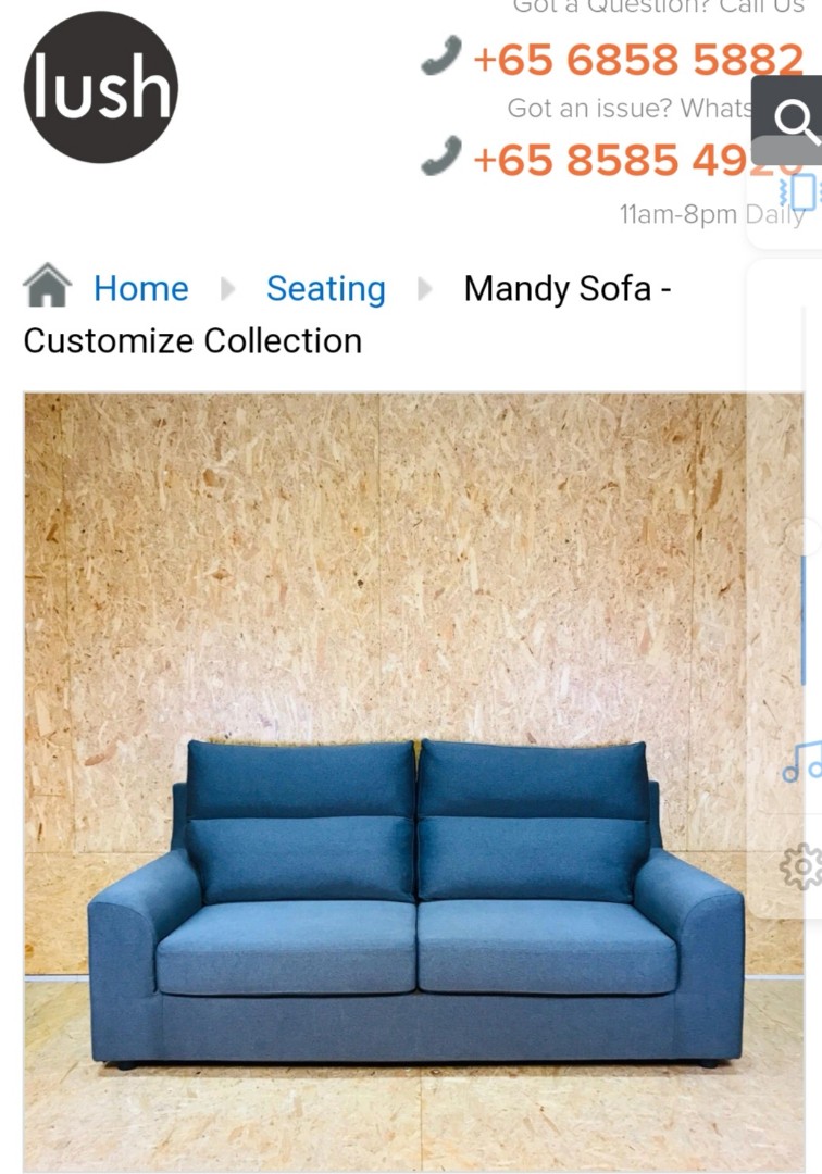 Lush Mandy sofa 2.5seater Grey, Furniture & Home Living, Furniture, Sofas on Carousell