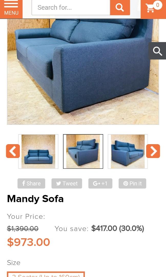 Lush Mandy sofa 2.5seater Grey, Furniture & Home Living, Furniture, Sofas on Carousell