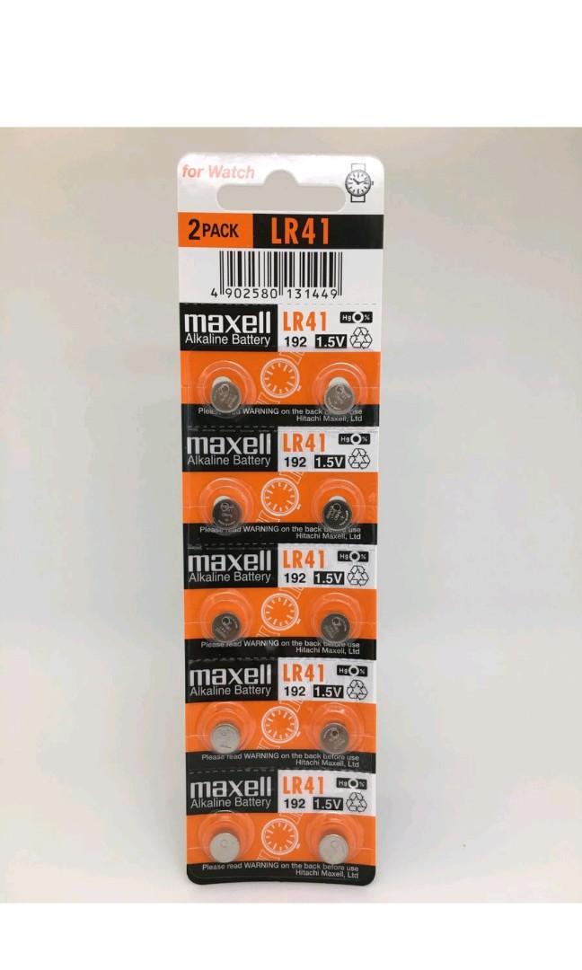 Maxell LR 41 AG3 392 L736 192 1.5V 鈕扣電池 電餅 電芯 10粒 卡裝, 家庭電器, 轉插器及插頭 - Carousell