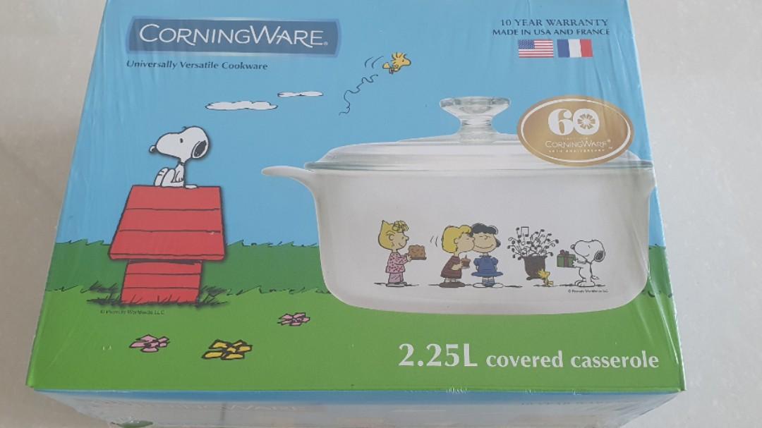 Peanuts X Corningware 2.25L covered casserole, Furniture & Home Living ...