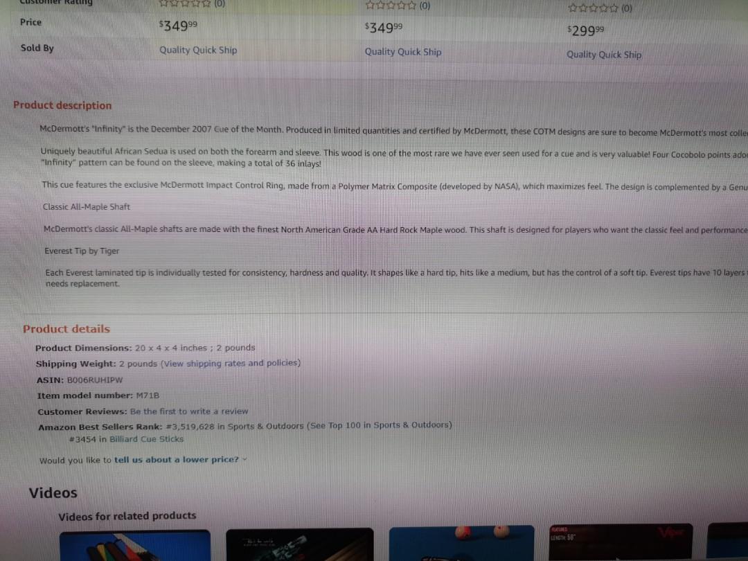 POOL CUE - MCDERMOTT INFINITY CUE, Sports Equipment, Sports & Games ...