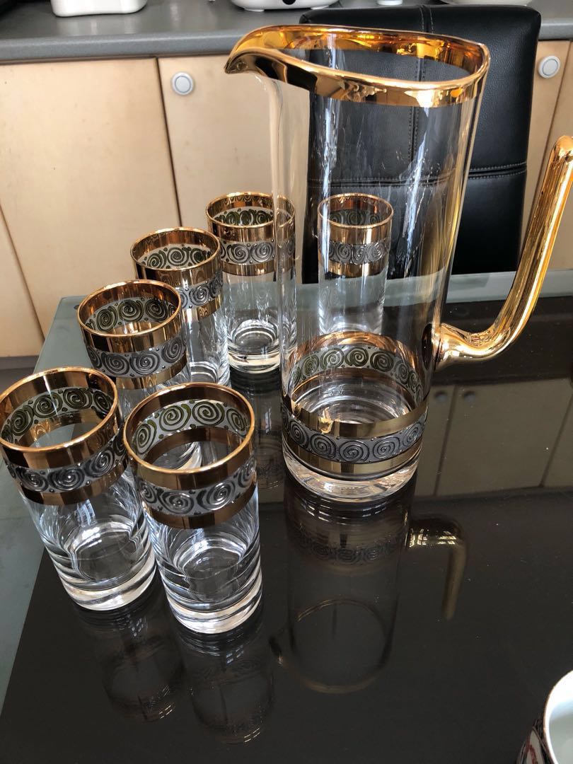 Vintage Pitcher and Glass Set, Furniture & Home Living, Kitchenware ...