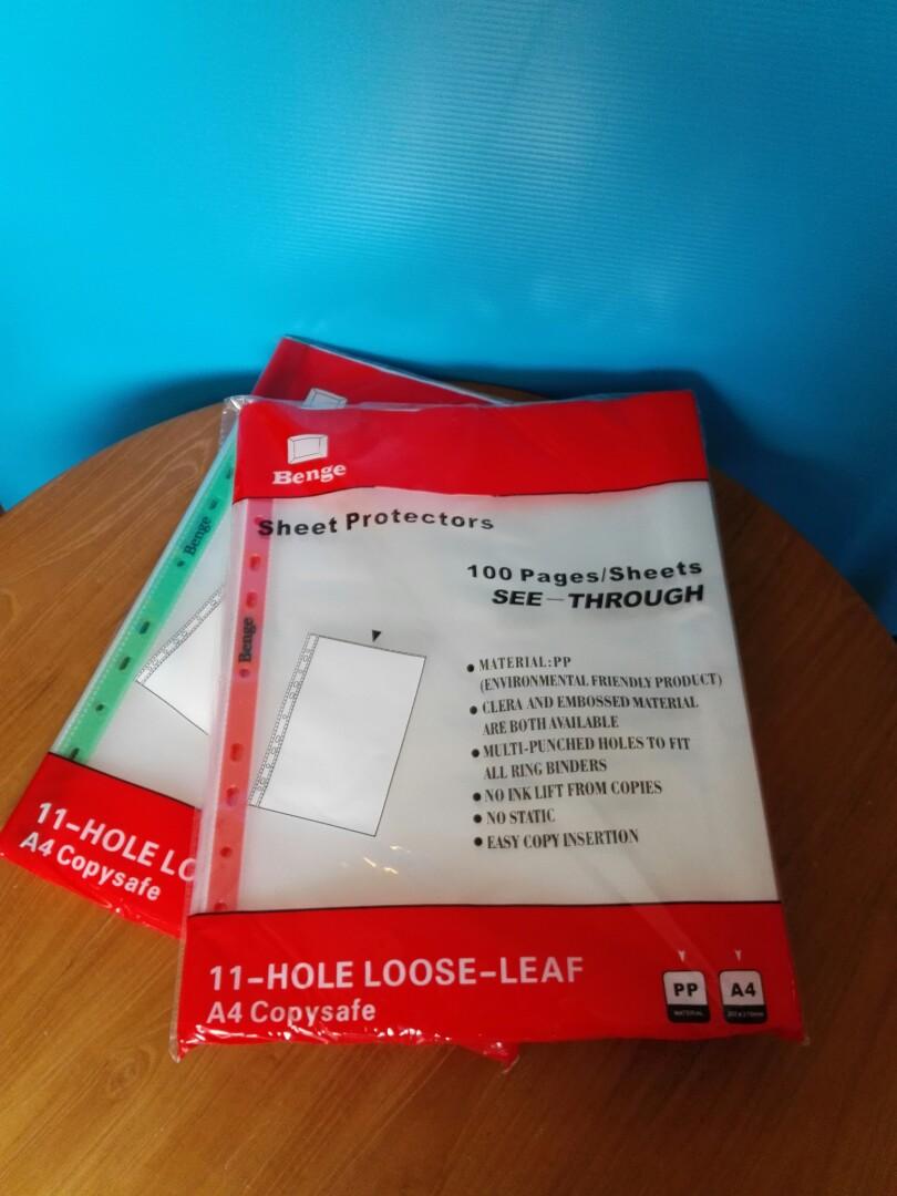 Benge Sheet Protectors (100 Pages/Sheets), Hobbies & Toys, Stationery ...