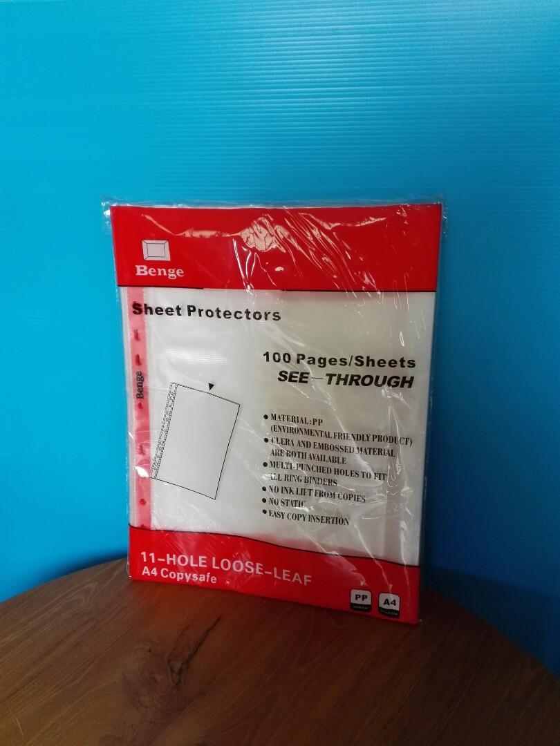 Benge Sheet Protectors (100 Pages/Sheets), Hobbies & Toys, Stationery ...