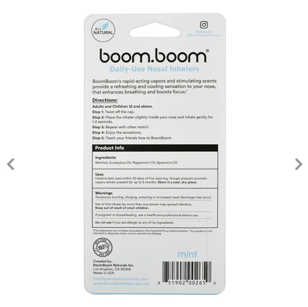 Boom Boom Mint Drop Nasal Inhaler Made in USA, Beauty & Personal Care ...