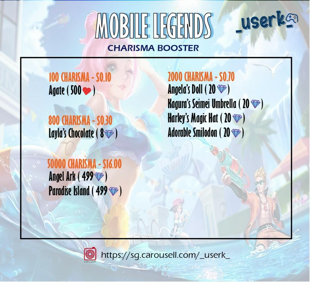 Charisma Booster Mobile Legends (Ml), Video Gaming, Gaming Accessories ...