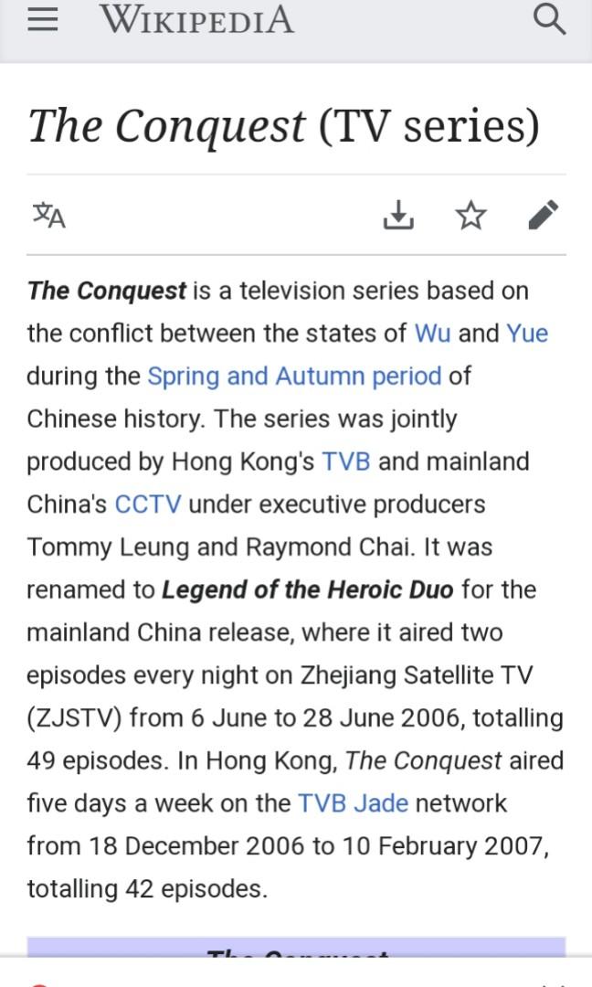 TVB Chinese drama Series Conquest, Hobbies & Toys, Music & Media, CDs ...