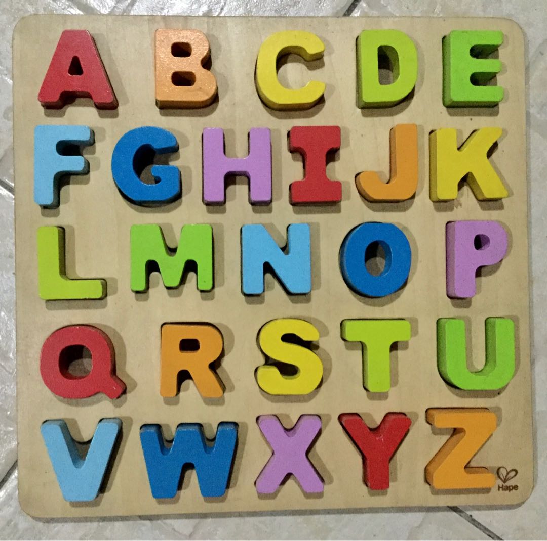 Hape wooden alphabet puzzle / clock puzzle, Babies & Kids, Infant ...