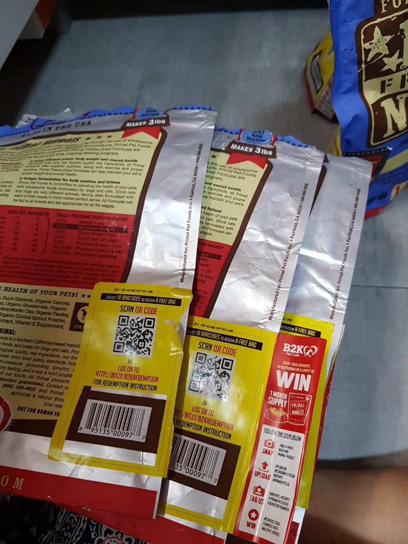 Primal dog food (duck & lamb) free 4 barcodes, Pet Supplies, Pet Food ...