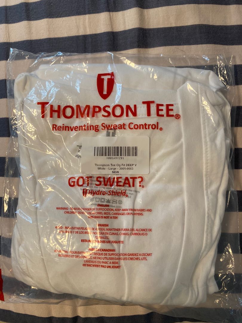 Thompson Tee 防汗內衣大碼 Sweat Proof undershirt V neck Size L, 男裝, 外套及戶外衣服 ...