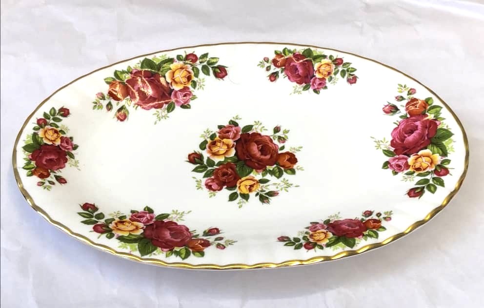 Vantage cottage rose oval plate fine porcelain, Furniture & Home Living ...