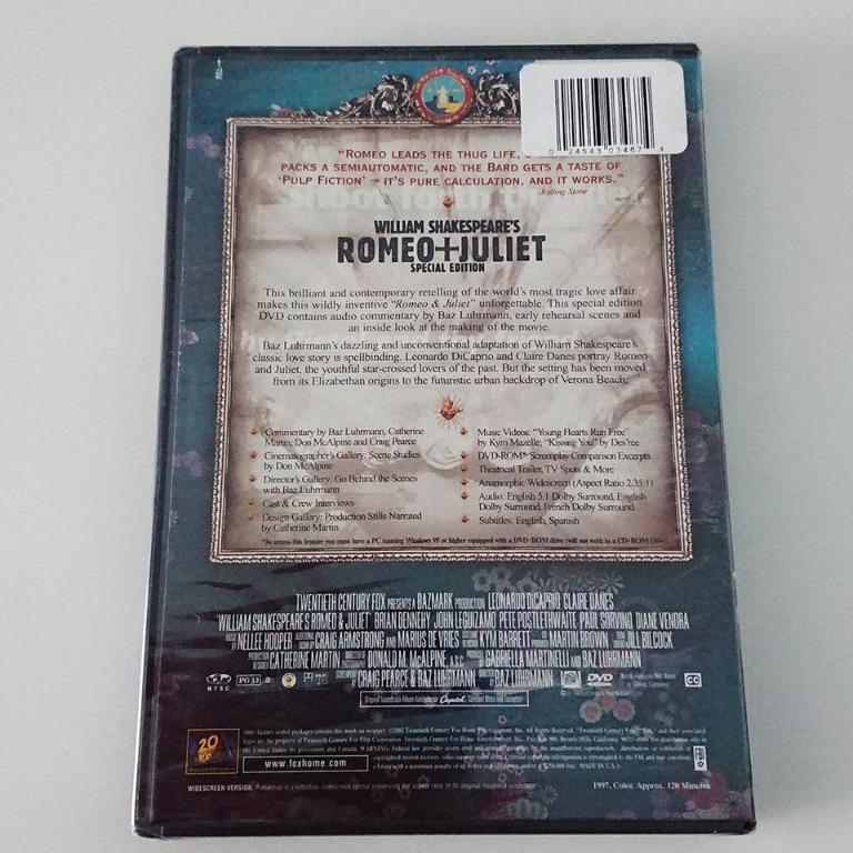 William Shakespeare's Romeo + Juliet Special Edition DVD (US Region 1), Hobbies & Toys, Music ...