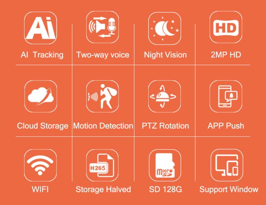 Ai Human Tracking Pantilt Camera 1080p Wireless Ptz Wifi Home Security Ip Camera Hd Infrared