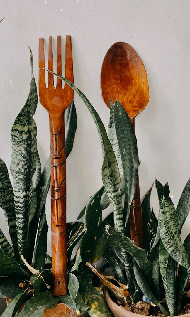 Big Wooden Spoon and Fork Display, Furniture & Home Living, Home ...