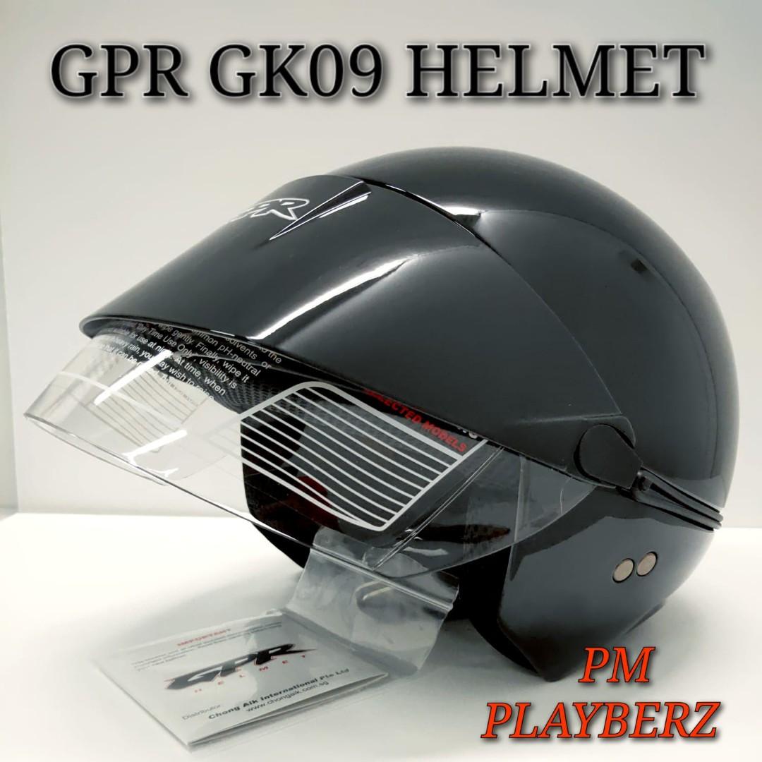 GPR GK09 GLOSS BLACK HELMET, Motorcycles, Motorcycle Apparel on Carousell