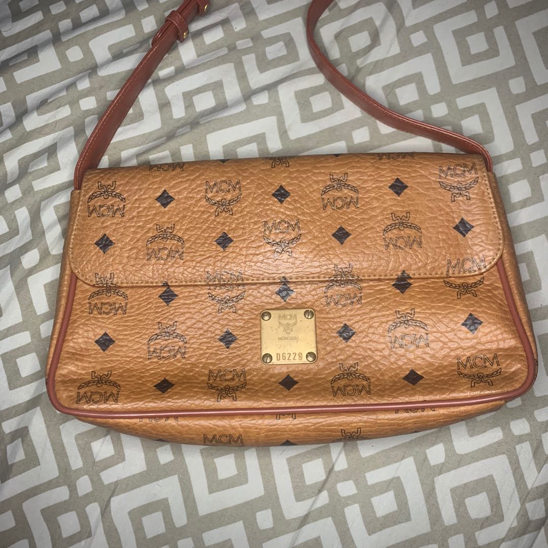 MCM Germany Cognac Baguette Pochette, Women's Fashion, Bags & Wallets ...