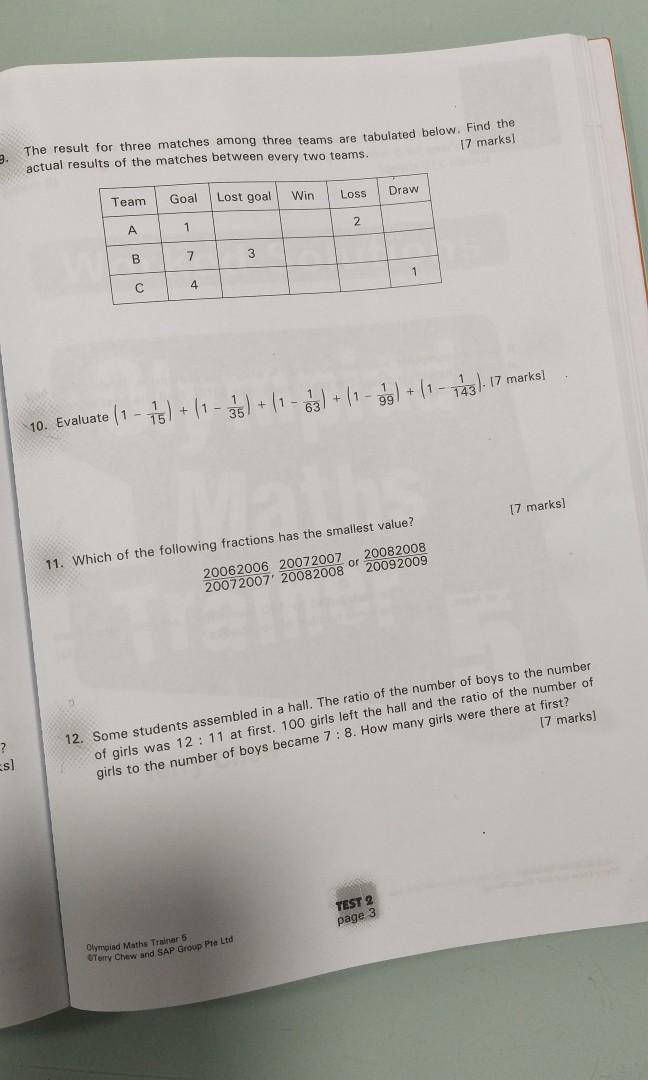 Terry Chew Olympiad Maths Trainer Book 3 4 5 with Worked Solutions ...