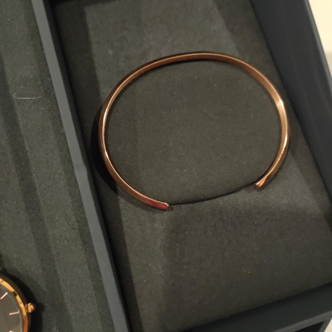 Authentic Daniel Wellington DW Rose Gold & Bangle/Cuff Set, Luxury ...