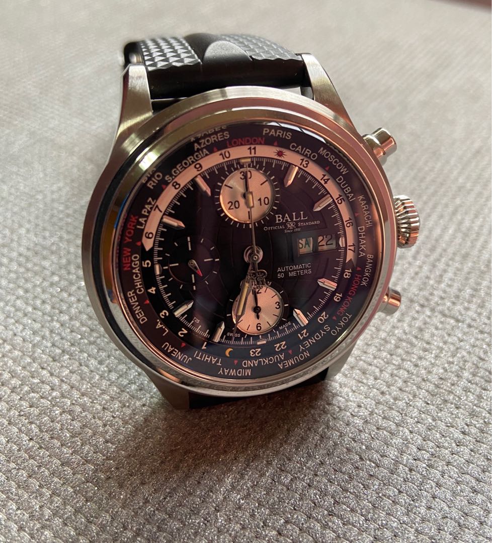 Ball Trainmaster World Time Chronograph, Luxury, Watches on Carousell