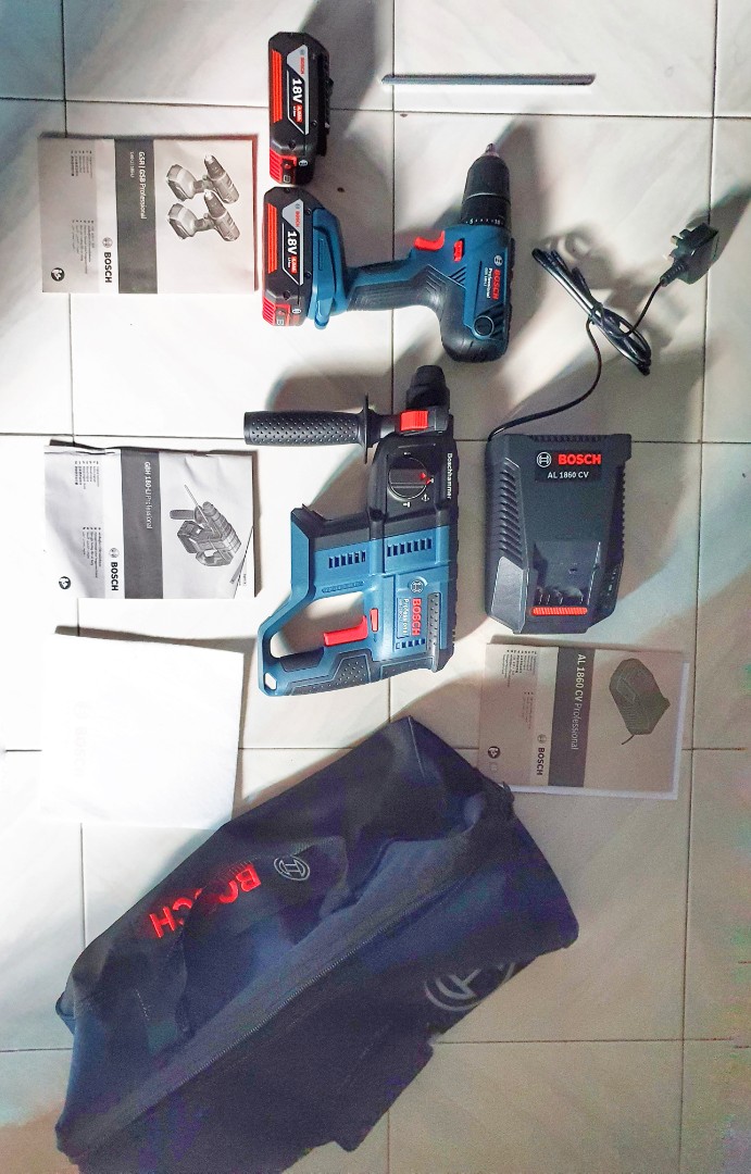 BOSCH 18V COMBO KIT SET GBH 180-LI + GSR 180-LI /COMES WITH 2 X 4.0H ...