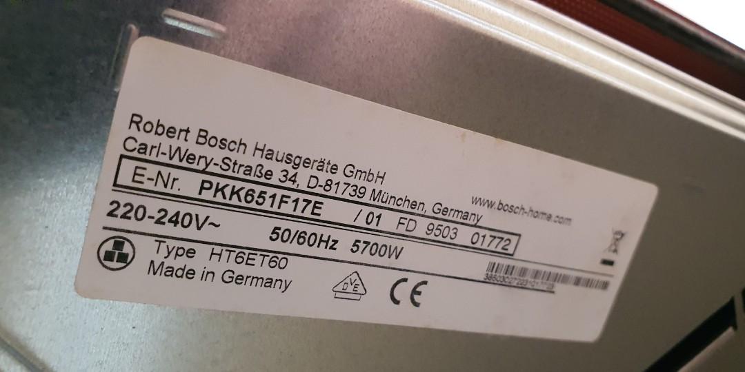 Bosch PKK651FP1E 60CM RADIANT CERAMIC HOB, TV & Home Appliances ...