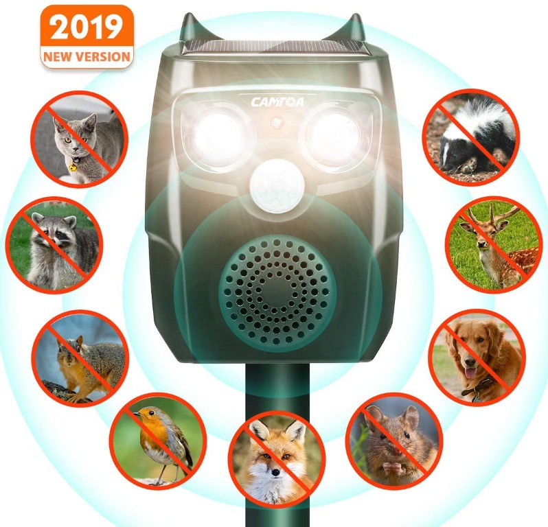 CAMTOA Cat Repellent, Ultrasonic Solar Battery Powered Animal Repeller ...