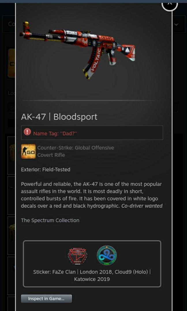 Csgo AK47 bloodspot, Video Gaming, Gaming Accessories, Game Gift Cards & Accounts on Carousell