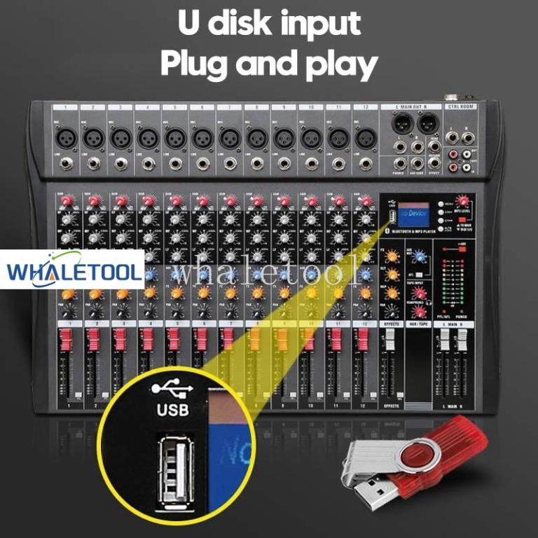 12 Channel bluetooth Stereo Sound Mixing Console USB Record Computer ...