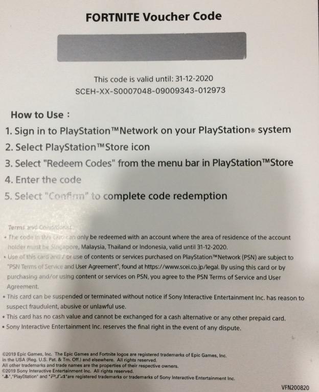 FORTNITE PS4 VOUCHER CODE, Video Gaming, Gaming Accessories, Game Gift ...